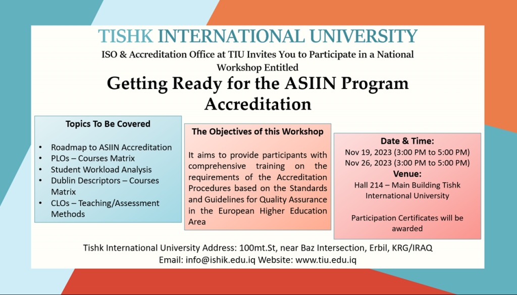 National Workshop: “Getting Ready for the ASIIN Program Accreditation ...